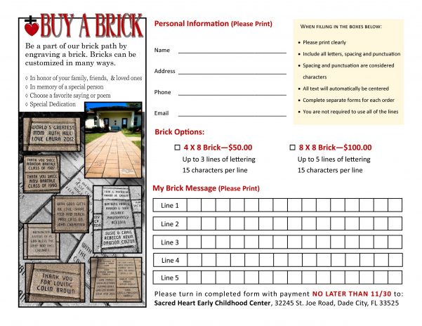 Buy a Brick – Sacred Heart Early Childhood Center